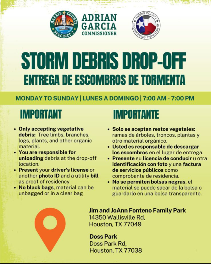 Storm Debris Drop-Off – Clear Brook City Municipal Utility District